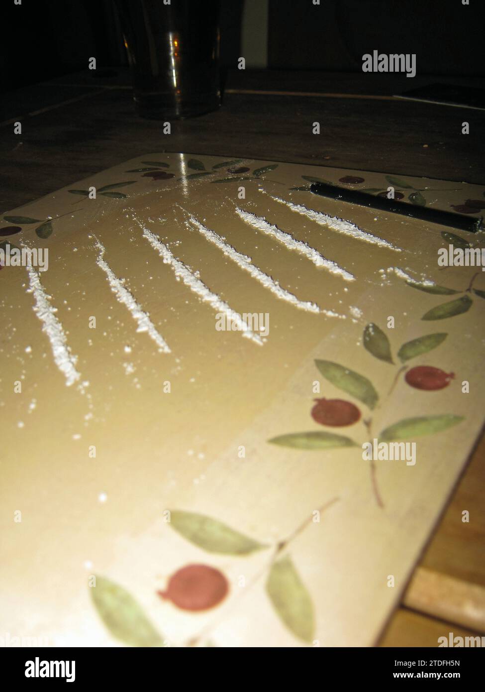 SIX LINES OF UNCUT COKE - Cocaine Stock Photo - Alamy