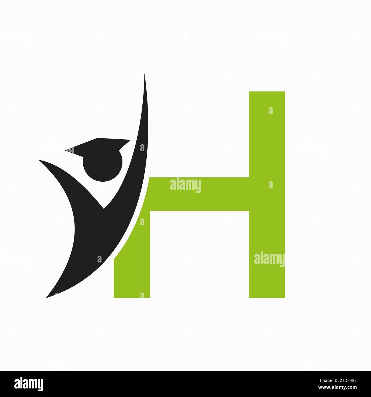 Education Logo On Letter H With Graduation Hat Icon. Graduation Symbol ...