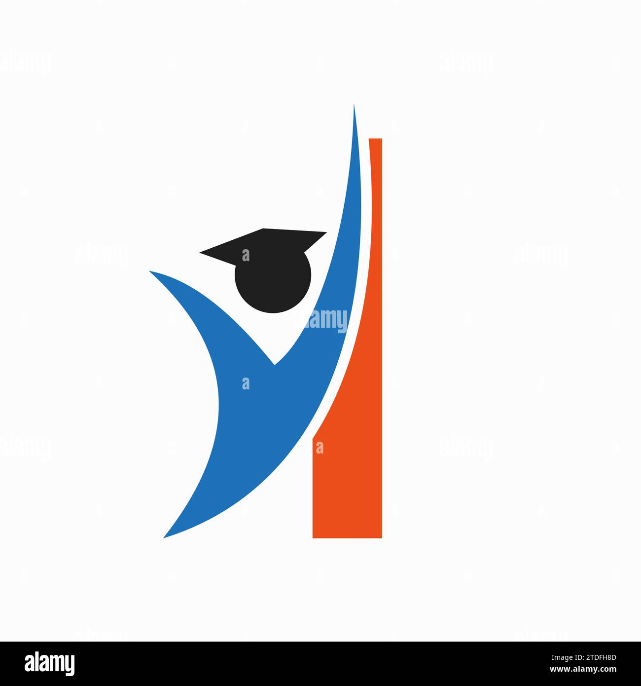 Education Logo On Letter I With Graduation Hat Icon. Graduation Symbol ...