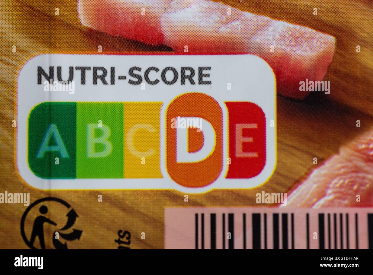 Nutri-Score D - real photo of the logo on the packaging of a food ...