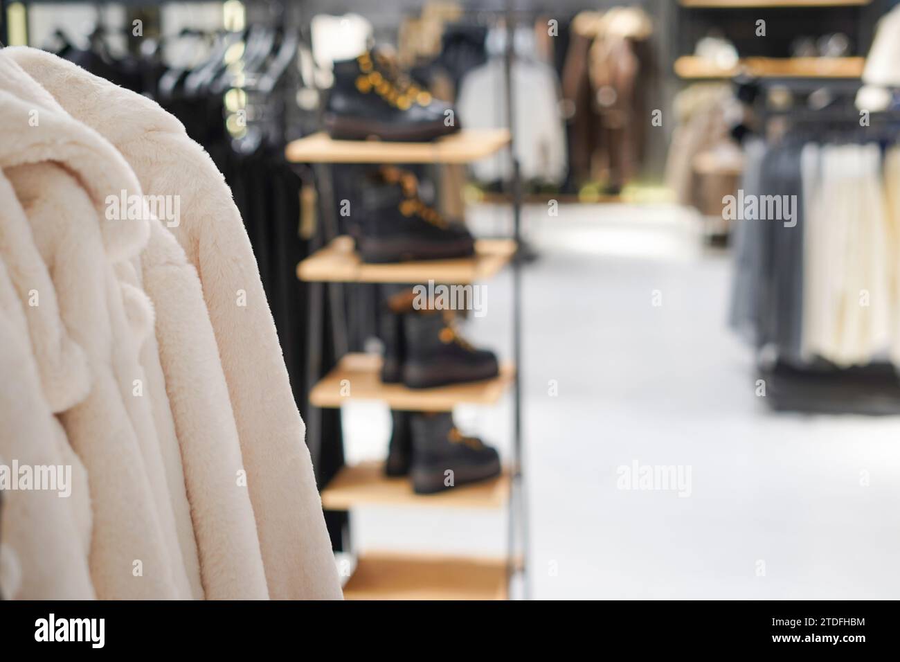 Clothing store inside shopping center, winter casual clothes Stock ...