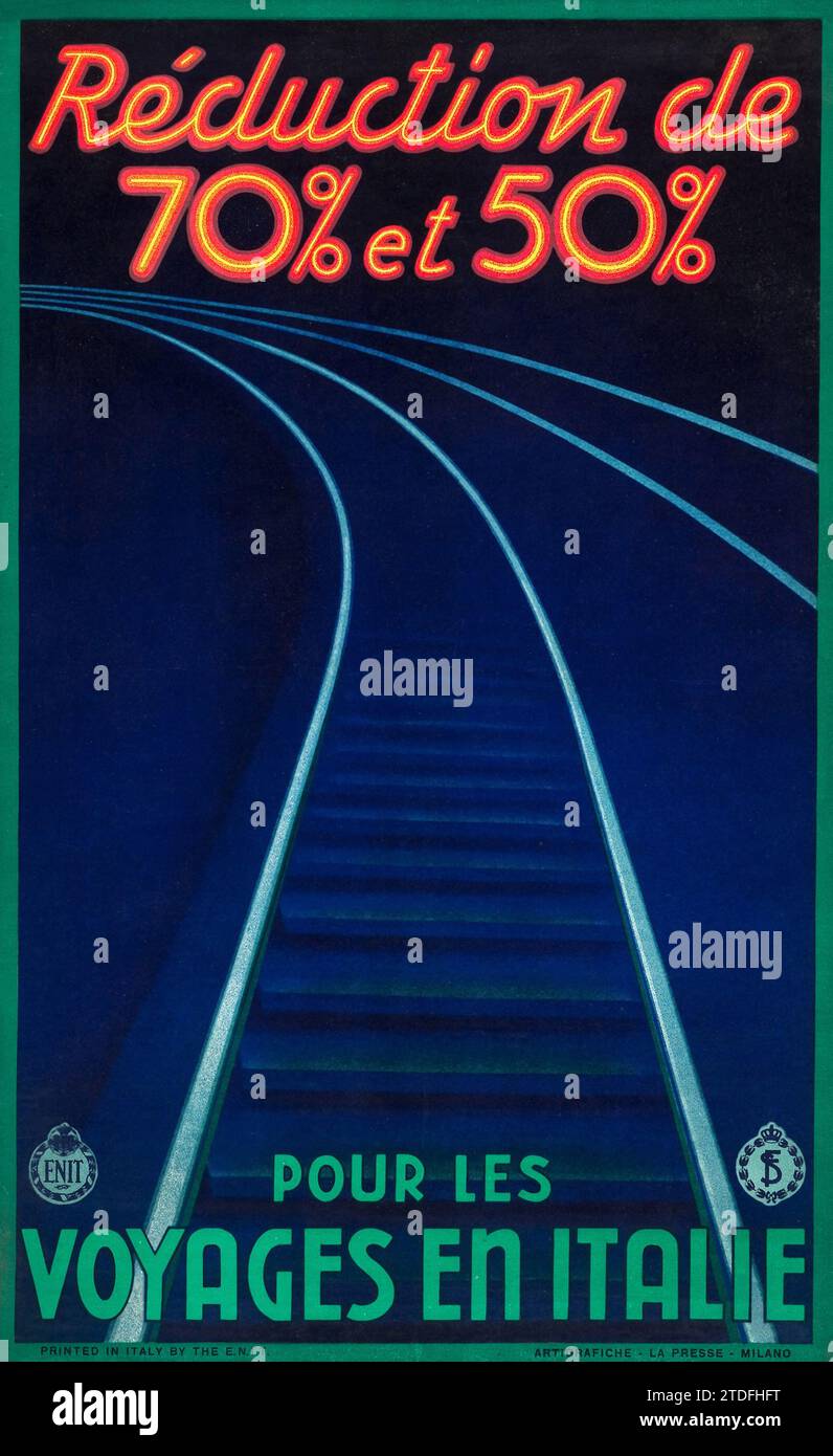 Reduction de 70% et 50% - Italy Travel Poster (ENIT 1935 ) Italian ...