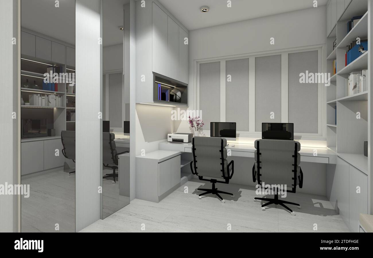 Modern and Minimalist Work Desk Design Stock Photo - Alamy