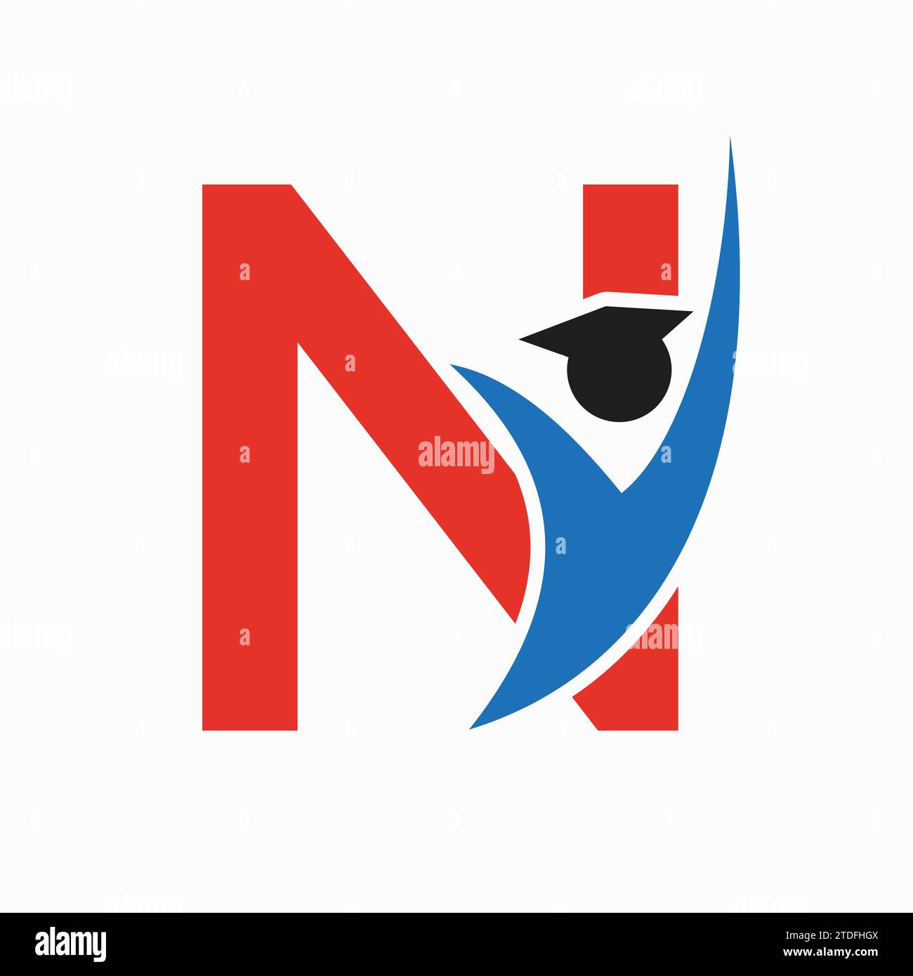 Education Logo On Letter N With Graduation Hat Icon. Graduation Symbol ...