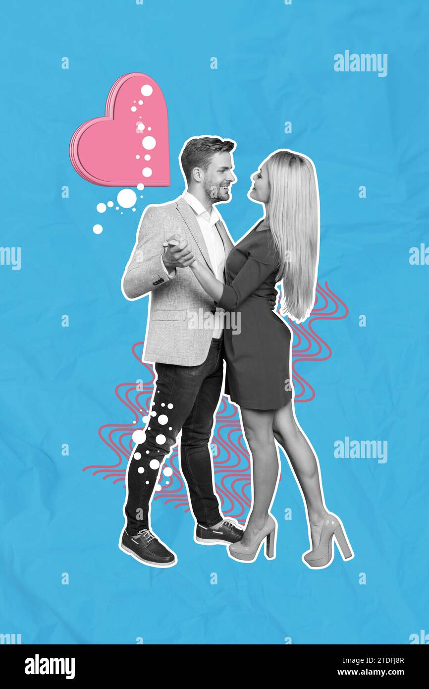 Vertical creative collage poster picture romantic couple wedding good ...