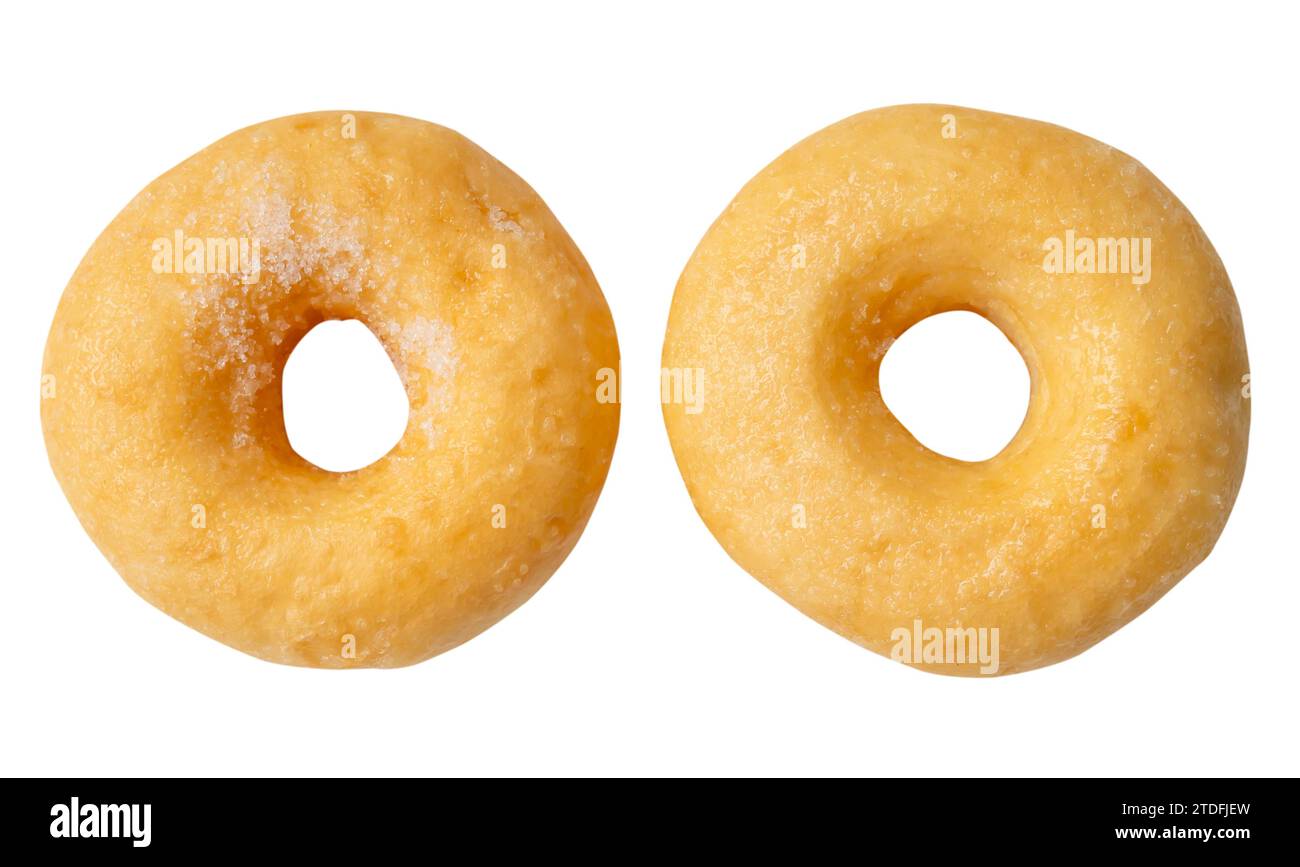 Top view of two delicious Cinnamon Sugar Mini Donuts is isolated on ...