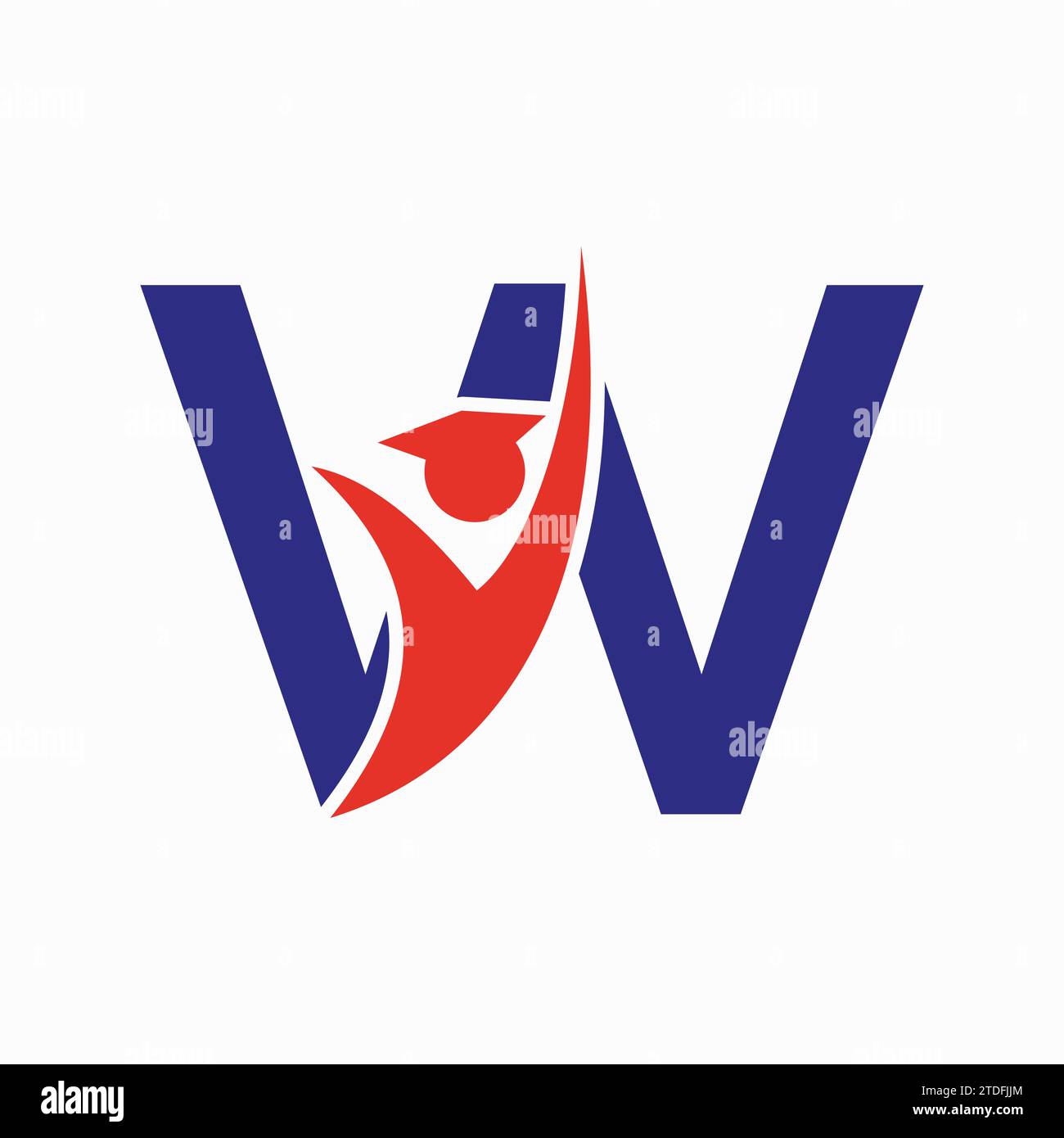 Education Logo On Letter W With Graduation Hat Icon. Graduation Symbol ...