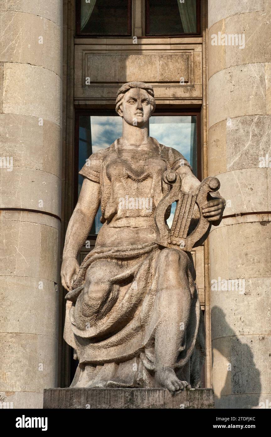 Socialist-realist style statue of heroic muse at Palace of Culture and ...