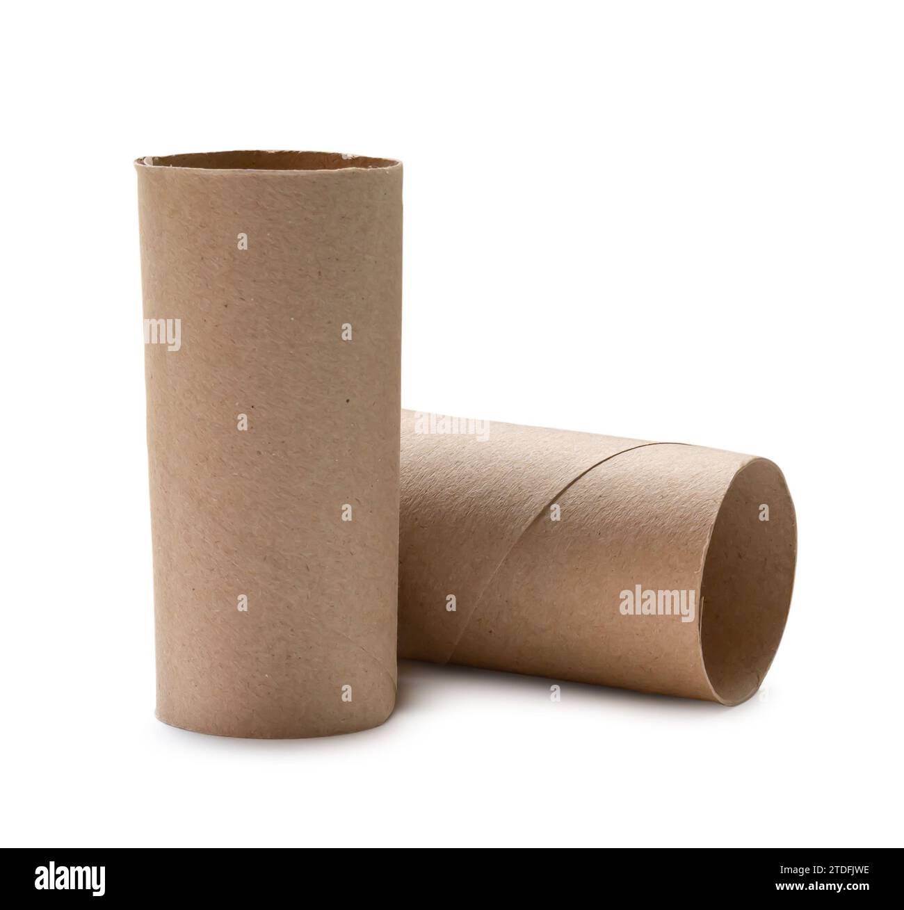 Front view of tissue paper cores in stack is isolated on white ...