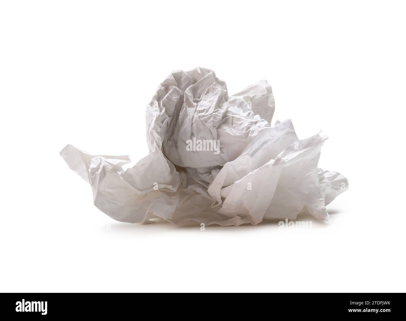 Crumpled tissue paper after use in toilet or restroom is isolated on ...