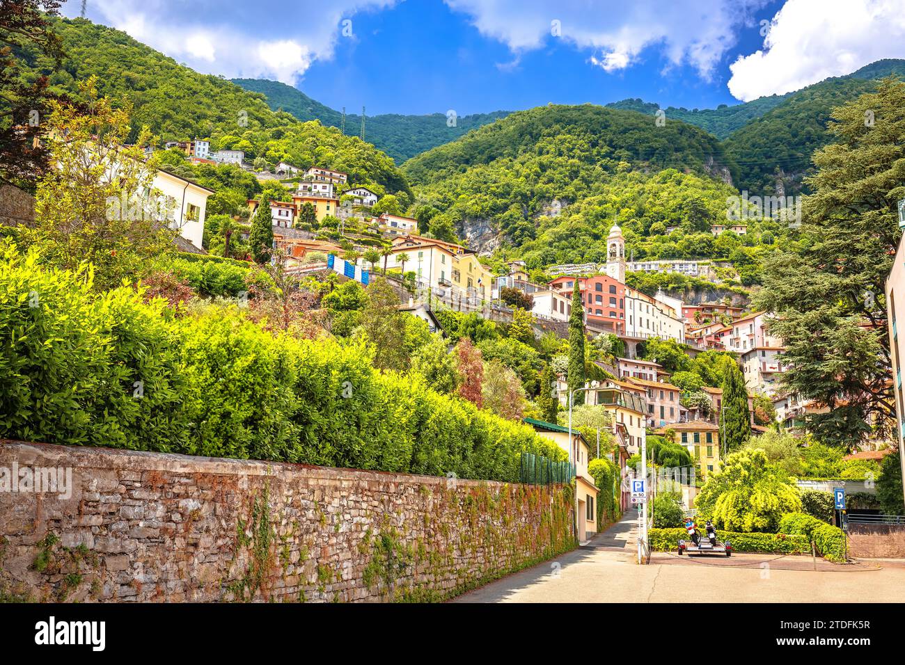 Como lake idyllic village of Moltrasio view, Lombardy region of Italy ...