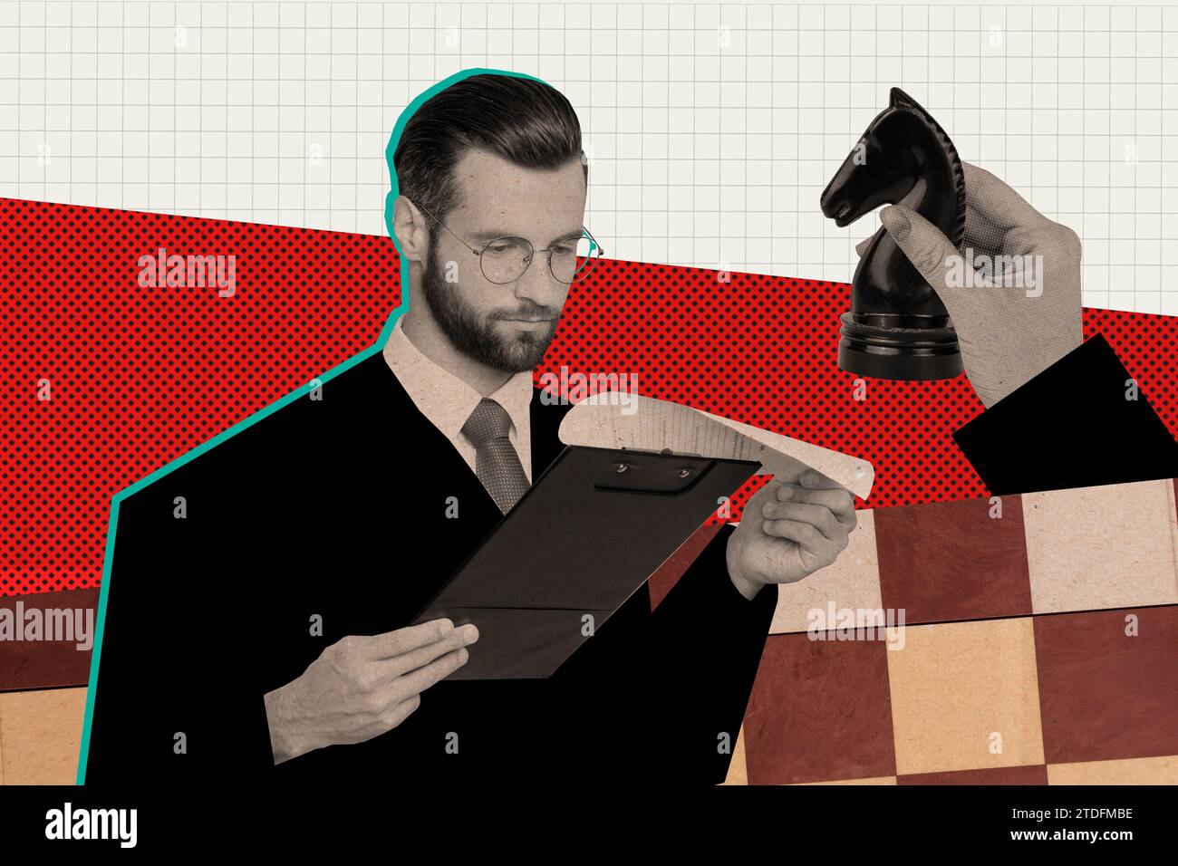 Creative drawing collage picture of serious businessman ceo working ...