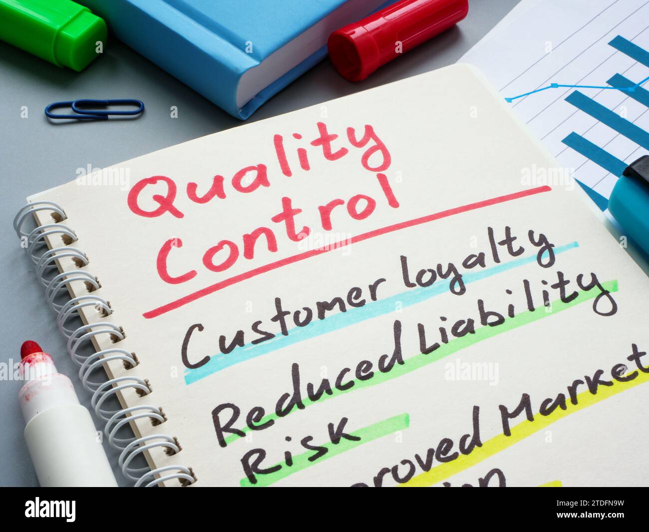 Notes in a notebook about quality control Stock Photo - Alamy