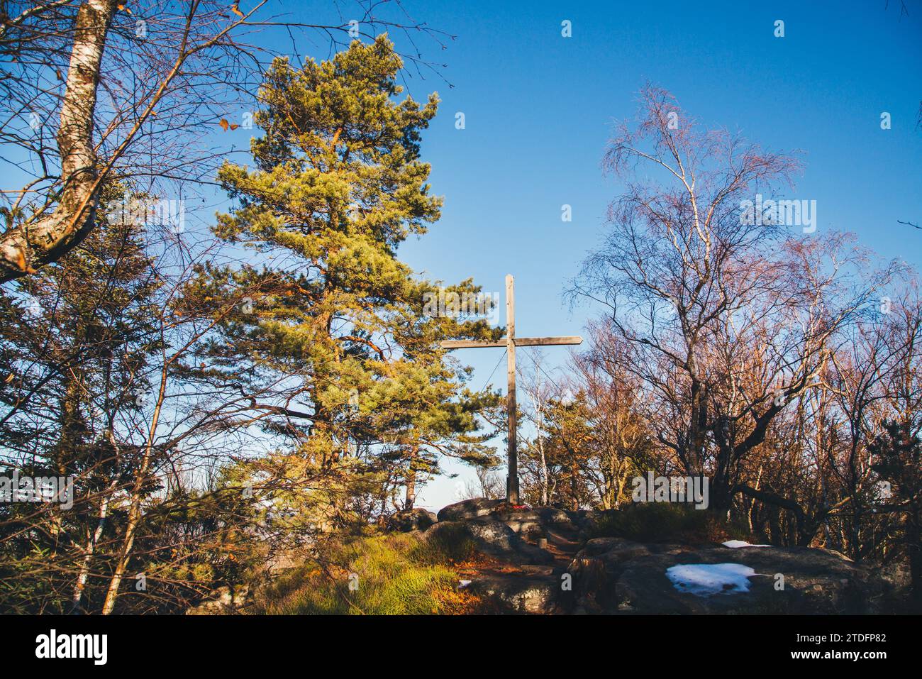 Hike to the Mandelstein, a mountain in the Waldviertel, Austria Stock ...