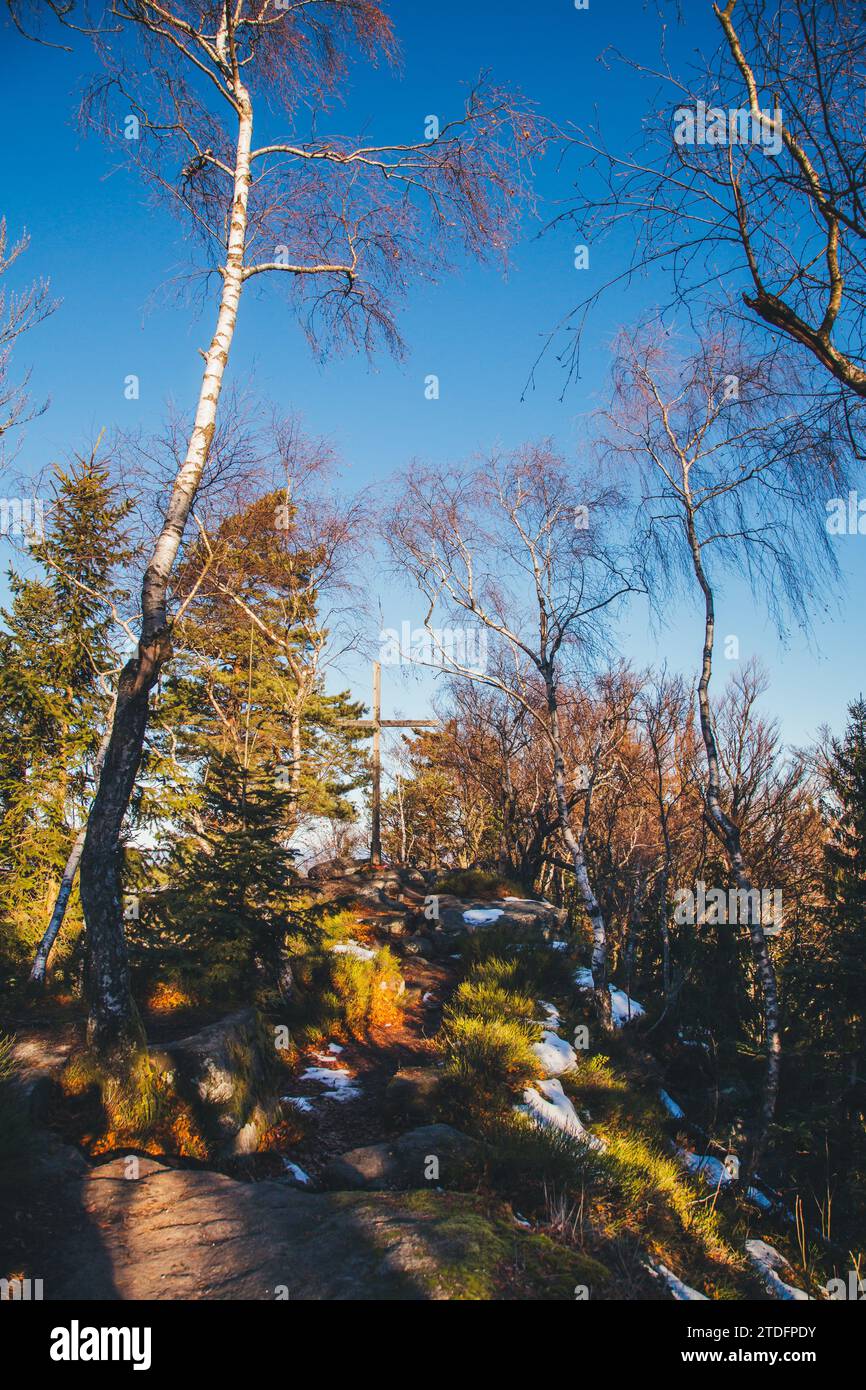 Hike to the Mandelstein, a mountain in the Waldviertel, Austria Stock ...