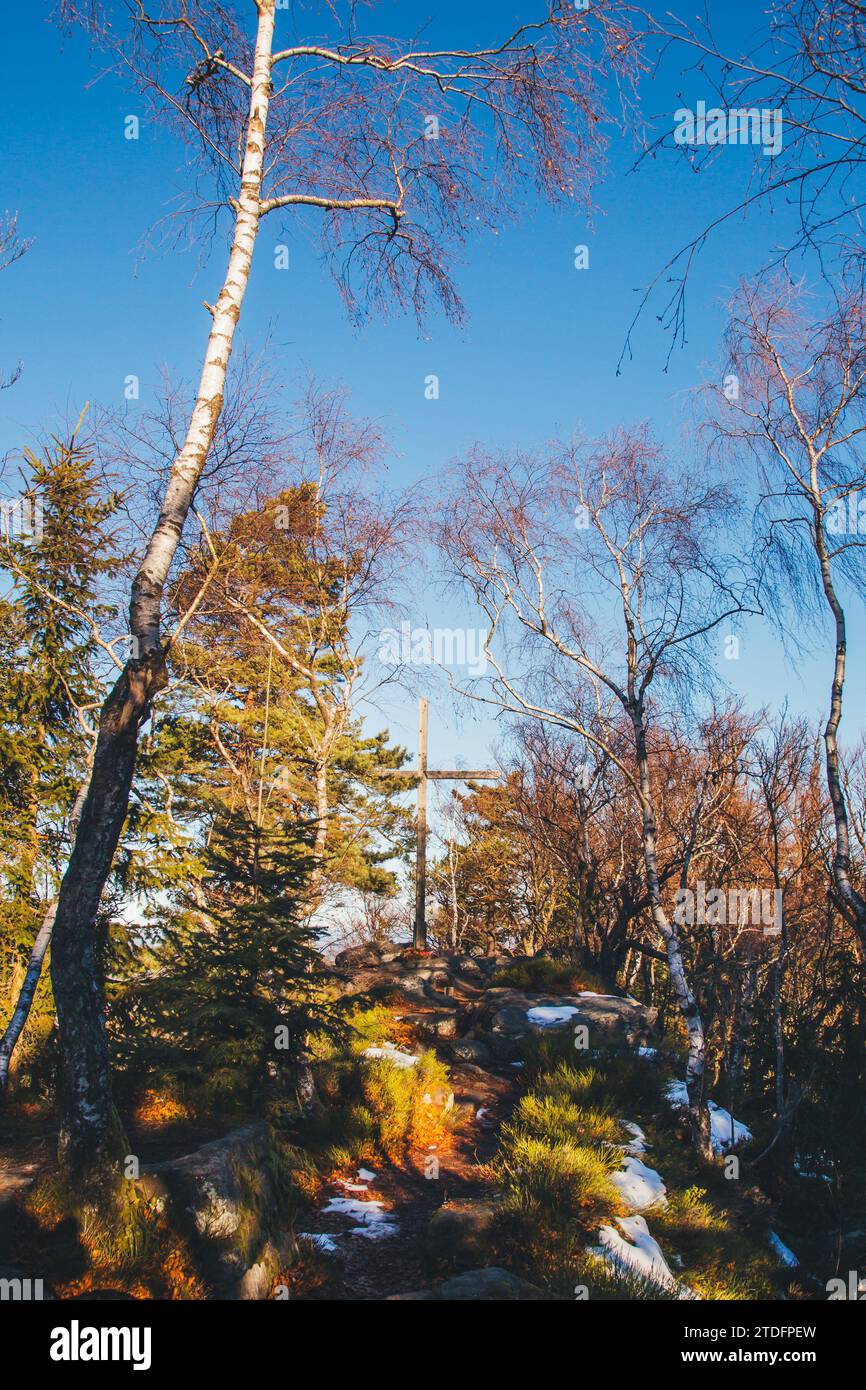 Hike to the Mandelstein, a mountain in the Waldviertel, Austria Stock ...