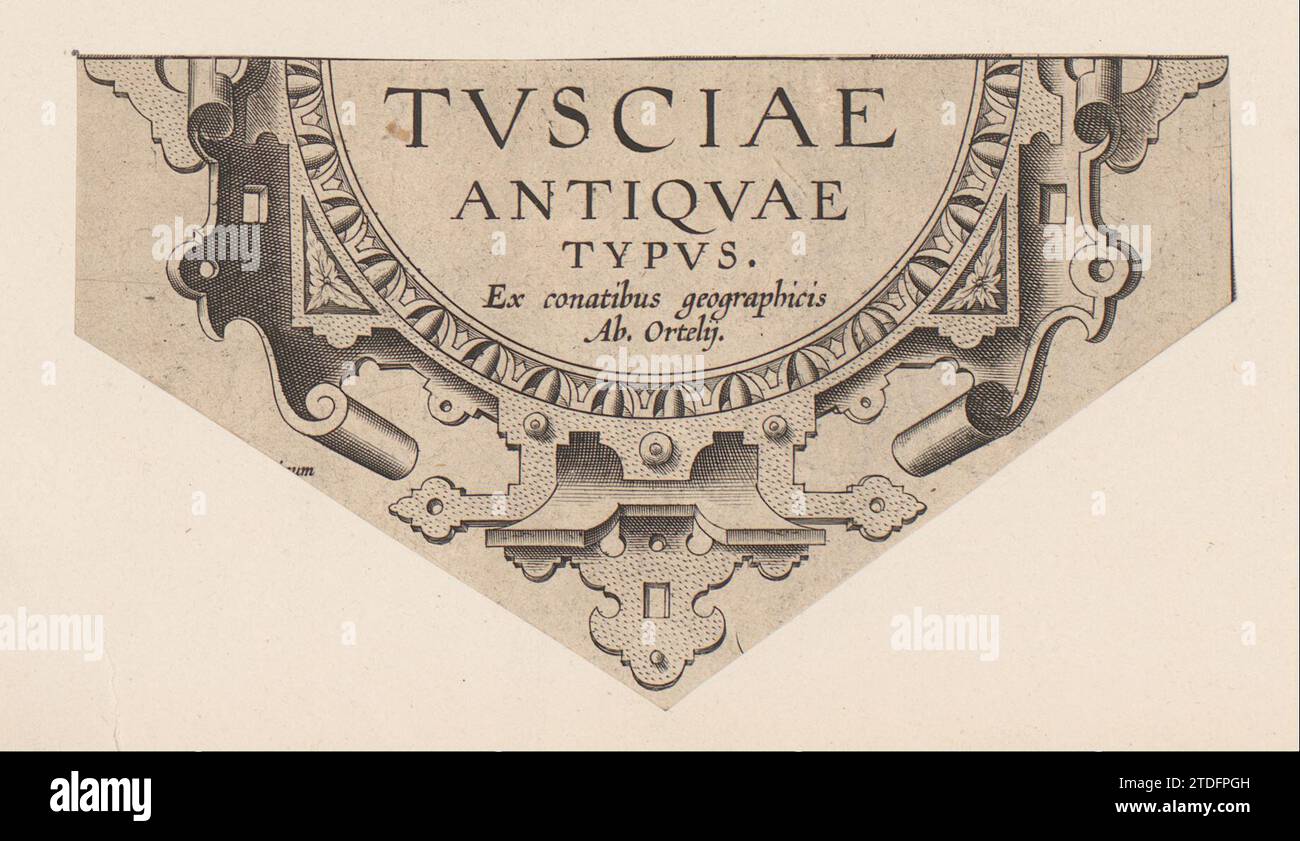 Half round cartouche with rolling work, 1584 Half round of cartouche ...