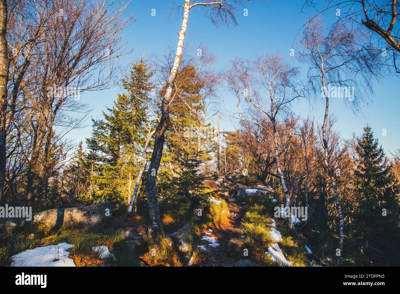 Hike to the Mandelstein, a mountain in the Waldviertel, Austria Stock ...