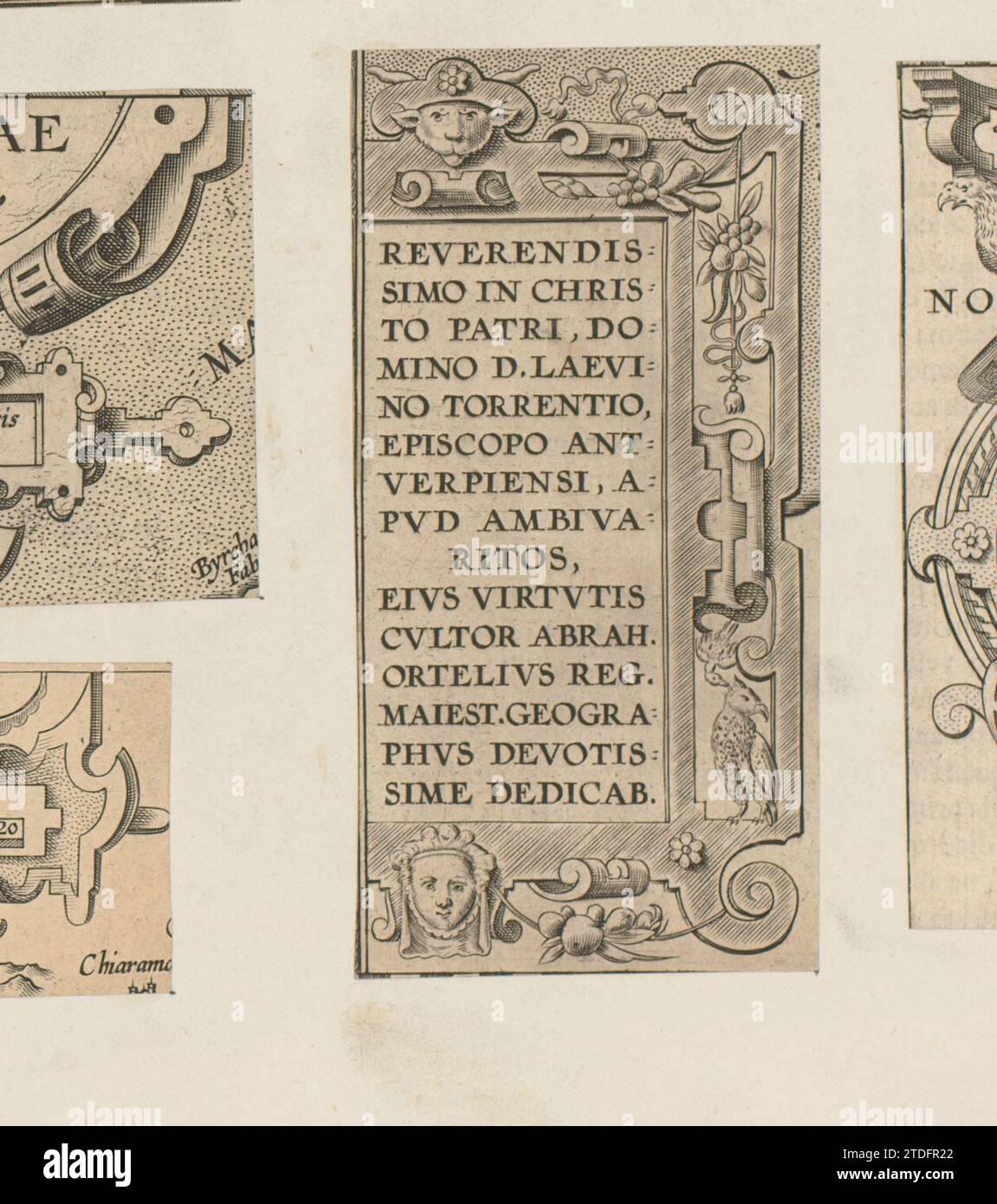 Rectangular cartouche with rolling and scale, 1595 Rectangular ...