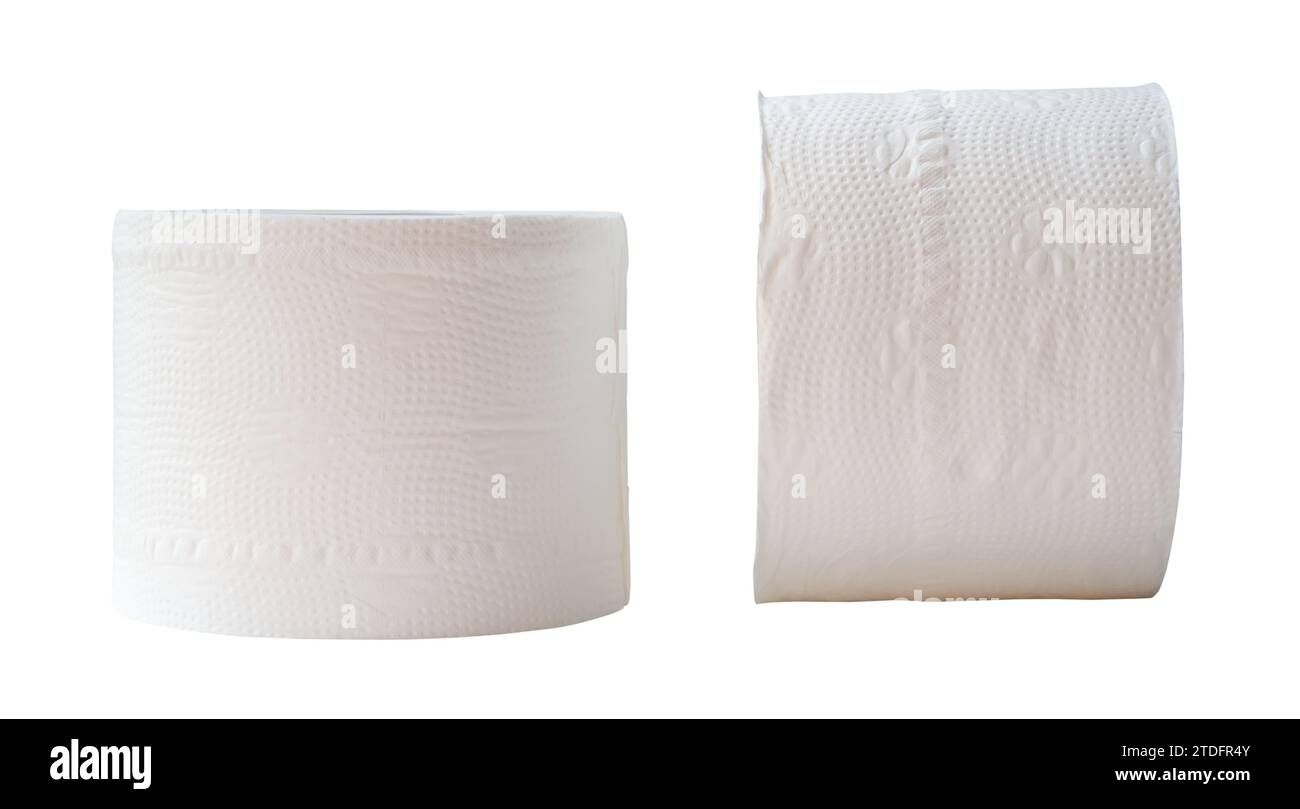 set of two tissue paper rolls is isolated on white background with ...