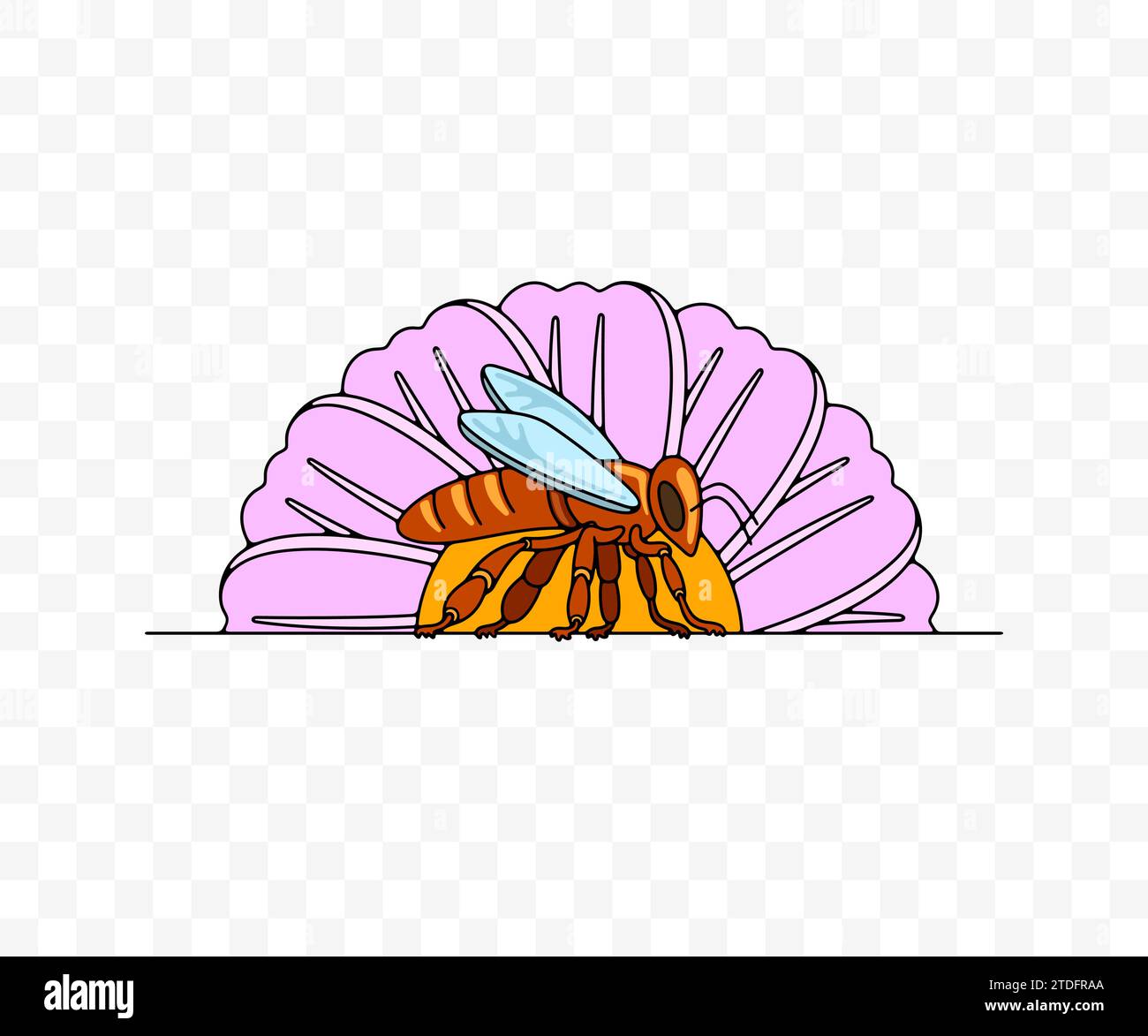 Bee sits on a flower, insect and apiary, graphic design. Animal, plant ...