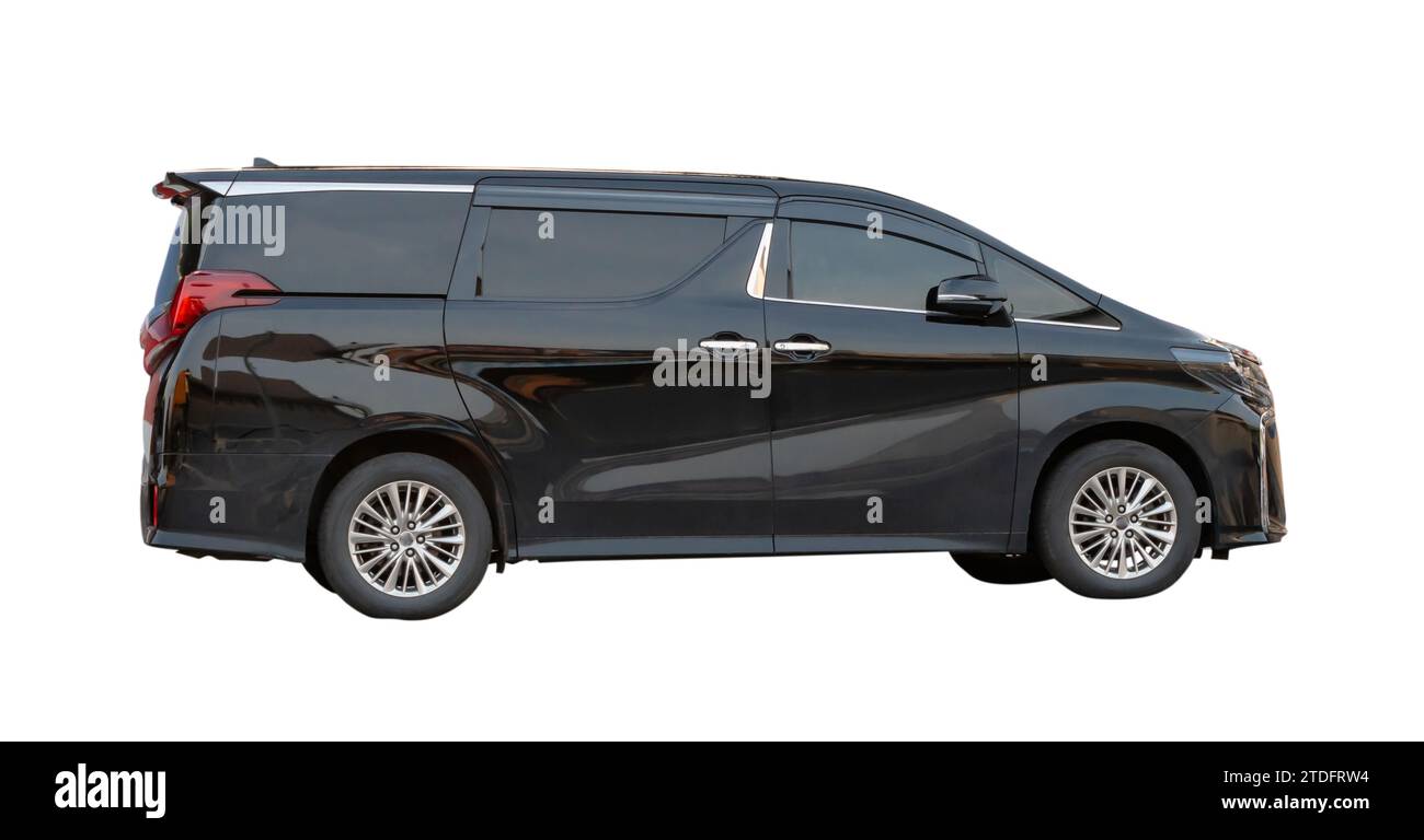 luxurious and beautiful large black van is isolated on white background ...