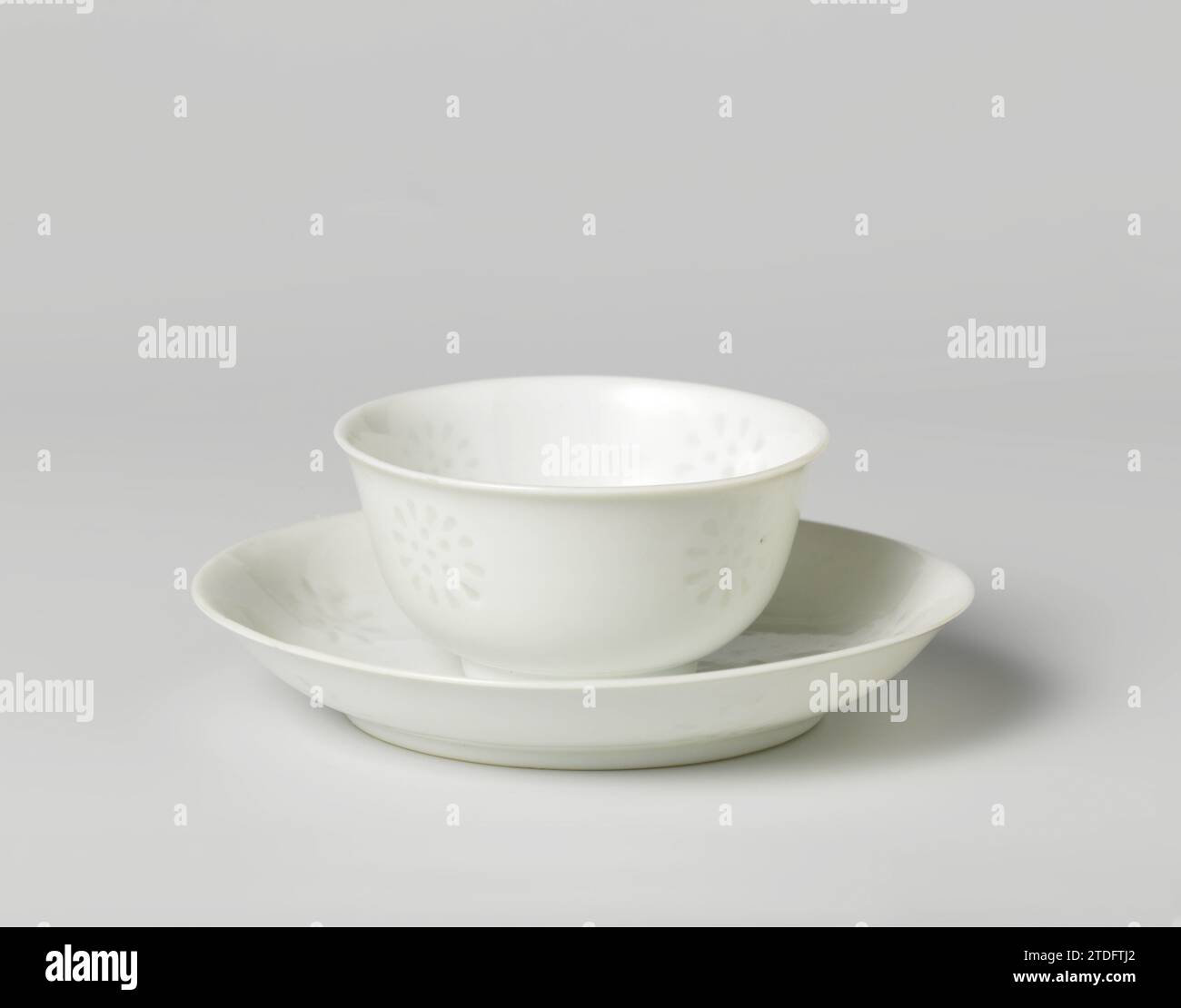 Cup and saucer with translucents rice-grain roundels, anonymous, c ...