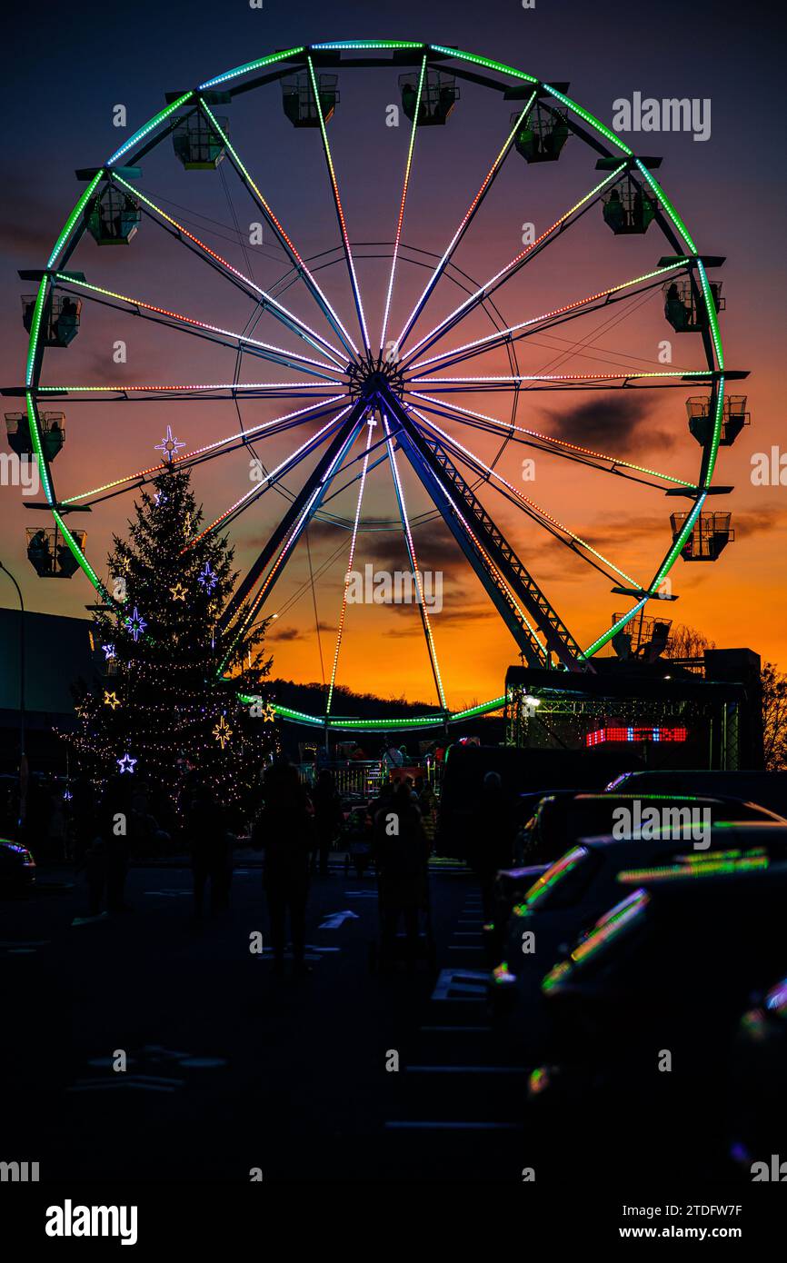 Christmas market with Ferris wheel on the Labour Square (Namesti Prace ...
