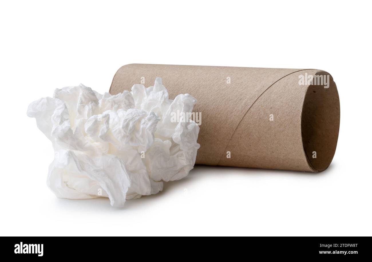 Single white screwed or crumpled tissue paper or napkin in strange ...