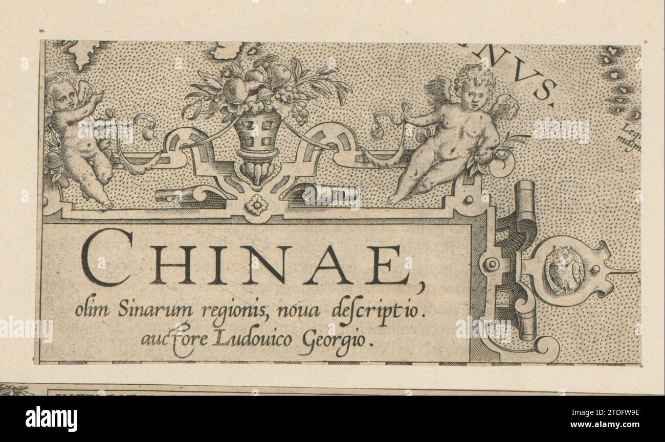 Corner cartouche with flower vase and two putti, 1584 Rectangular ...