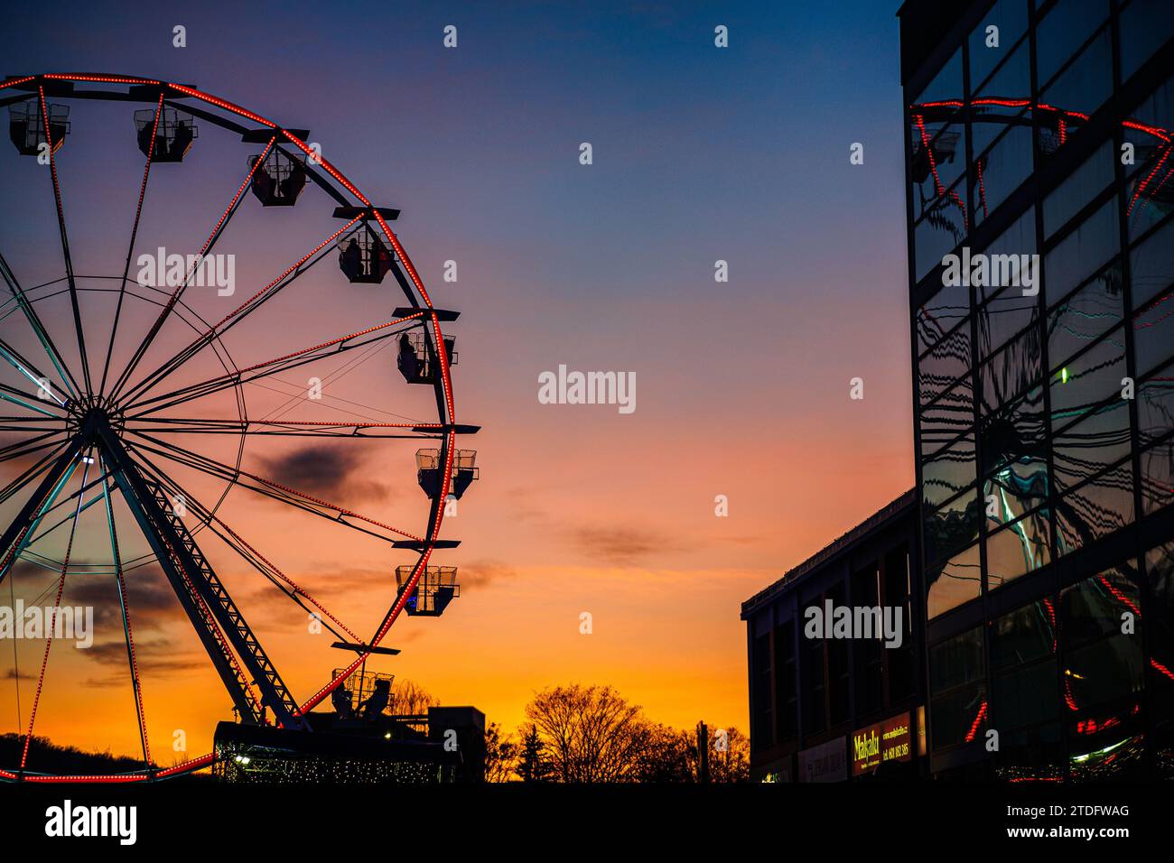 Christmas market with Ferris wheel on the Labour Square (Namesti Prace ...