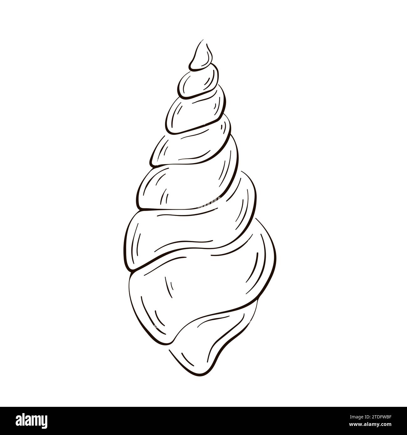 Spiral seashell logo in line art style. Marine twisted sea shell ...