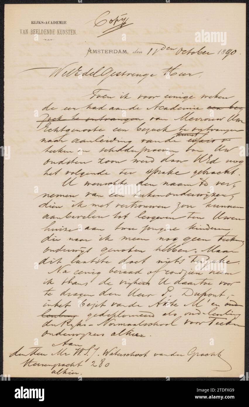 Letter to W.S.J. Van Waterschoot van der Gracht, Rijksakademie van ...