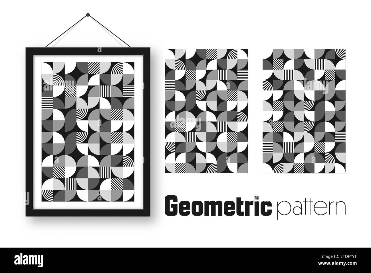 Picture frame with geometric trendy pattern, Bauhaus style. Modern ...