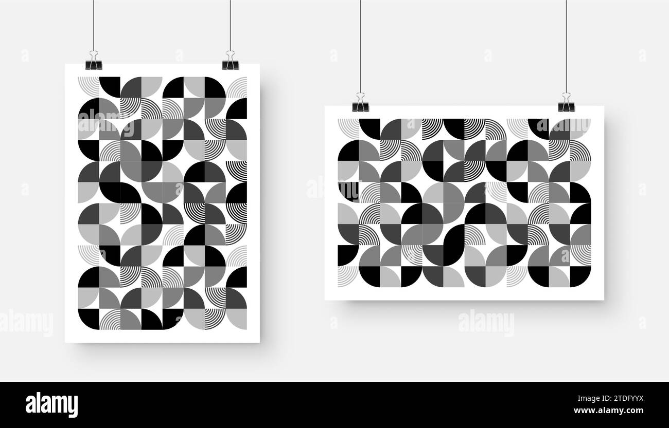 Picture with geometric trendy pattern, Bauhaus style. Modern background ...