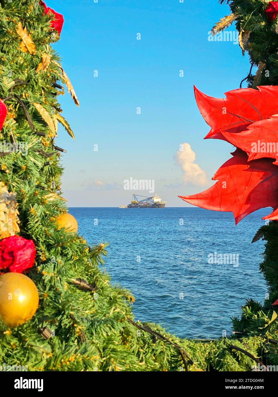Christmas and New Year decorations at Limassol promenade, Cyprus Stock ...