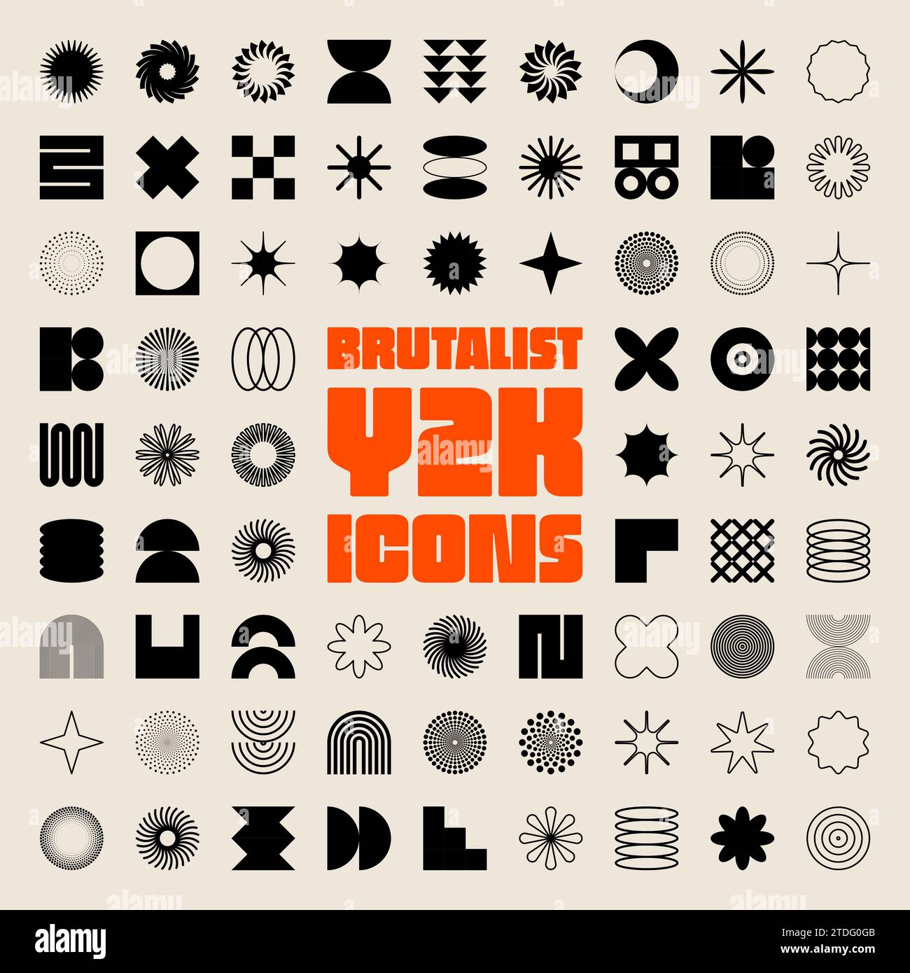 Brutalist geometric shapes, symbols. Simple primitive elements and forms. Bauhaus retro design ...