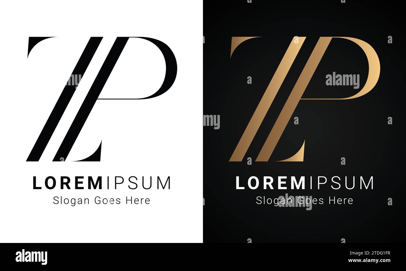 Luxury Initial ZP or PZ Monogram Text Letter Logo Design Stock Vector ...