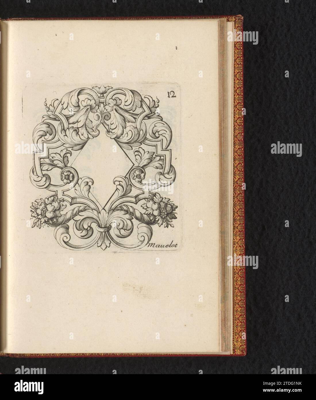 Cartouche with diamond -shaped medallion and horns of abundance ...