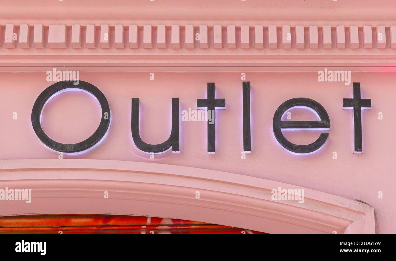 Illuminated 3d Sign Black Letters Outlet at Pink Shop Building Stock ...
