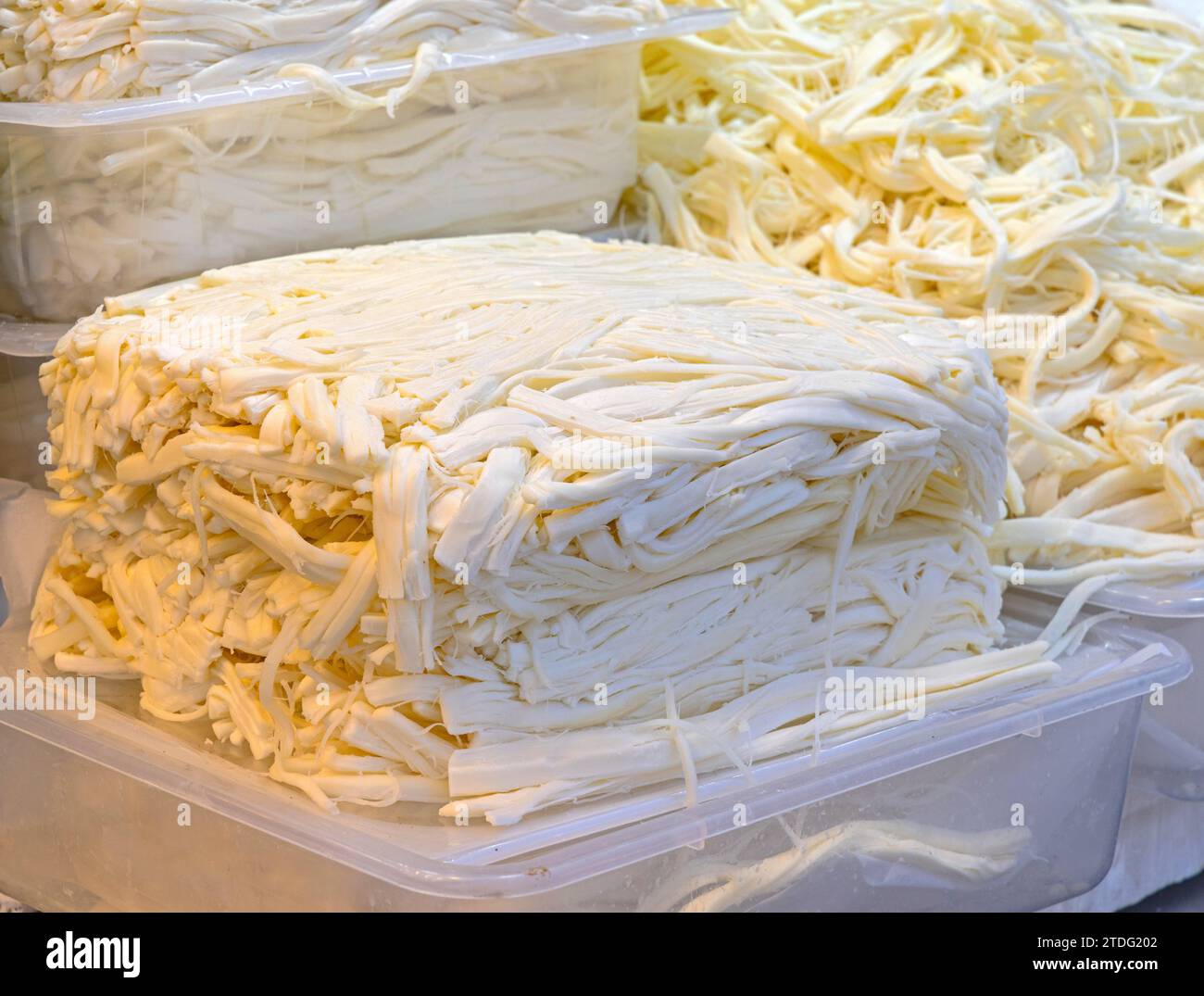 Big Block of String Mozzarella Cheese at Farmers Market Stock Photo - Alamy