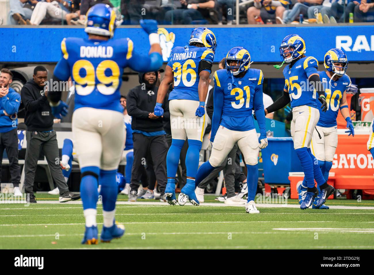 Los Angeles Rams linebacker Nick Hampton (31) celebrates with ...