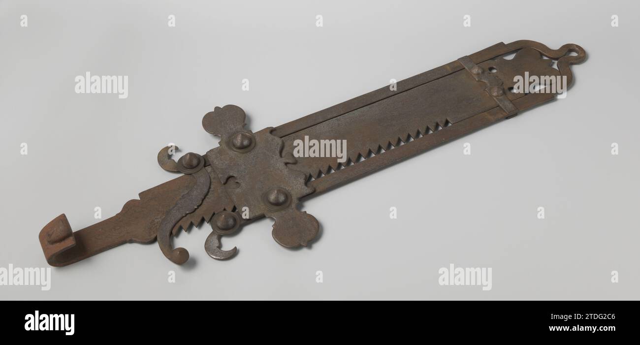 Chimney or fire hook with engraved sun, moon and star, anonymous, 1680 ...