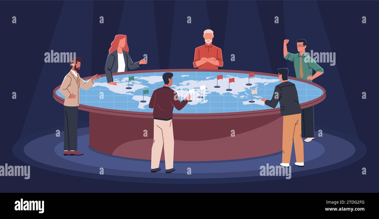 Political scene. Representatives of different parties confer around ...