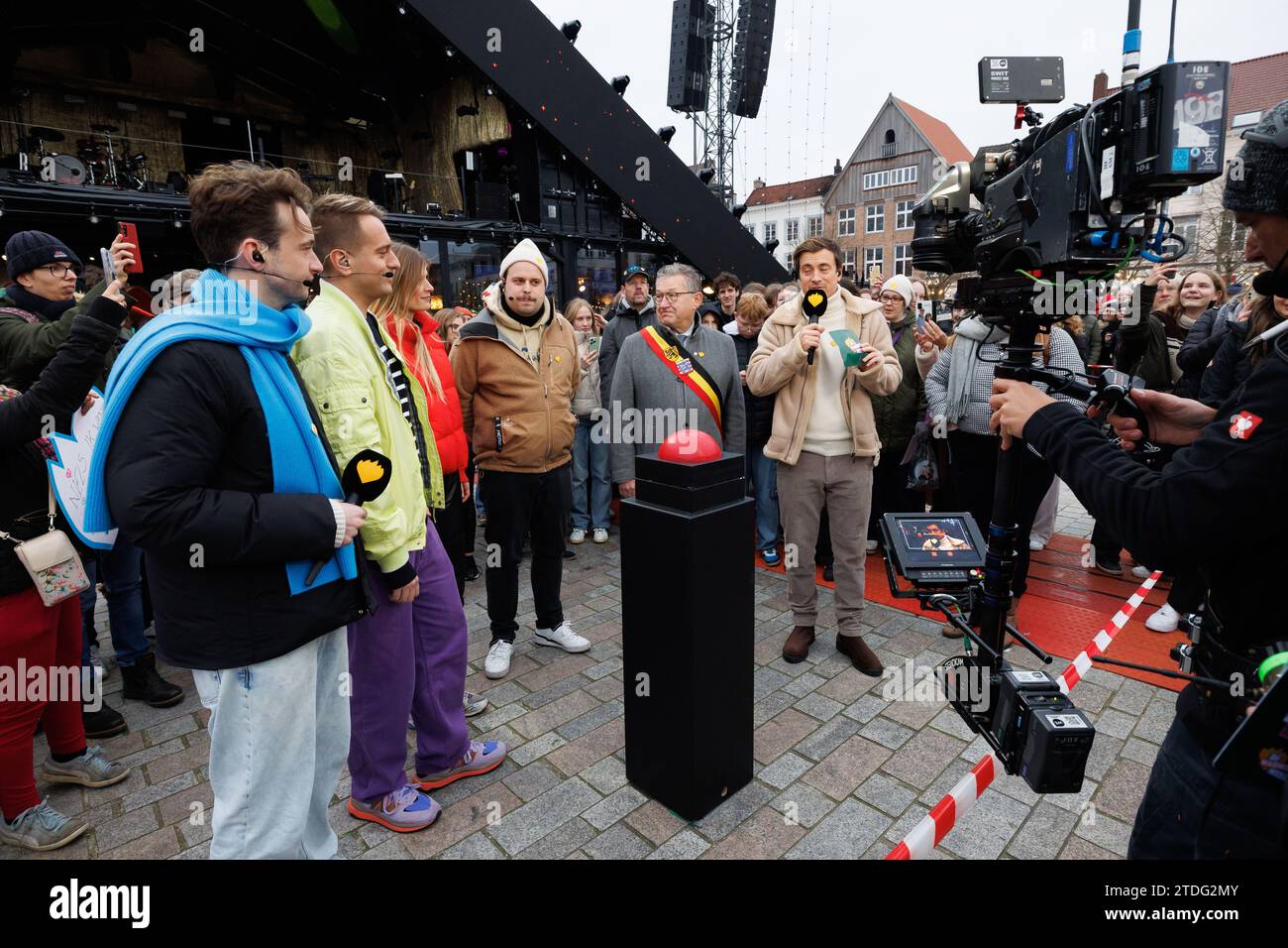 Brugge, Belgium. 18th Dec, 2023. Radio presenter Robin Keyaert, Radio ...
