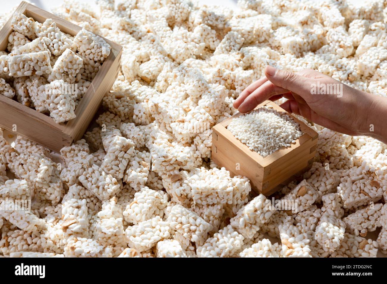 Gangjeong, glutinous rice and wooden bowl Stock Photo - Alamy