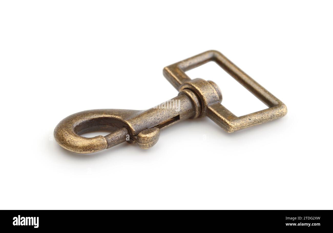 New modern bronze technical carabiner isolated on white Stock Photo - Alamy