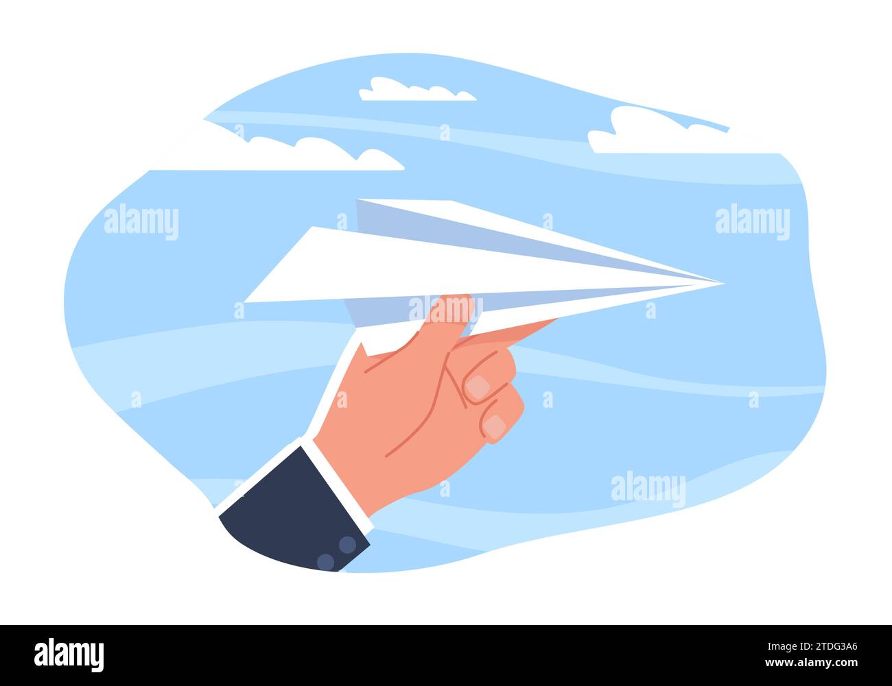 Starting business, paper airplane in hand. Launching new project ...