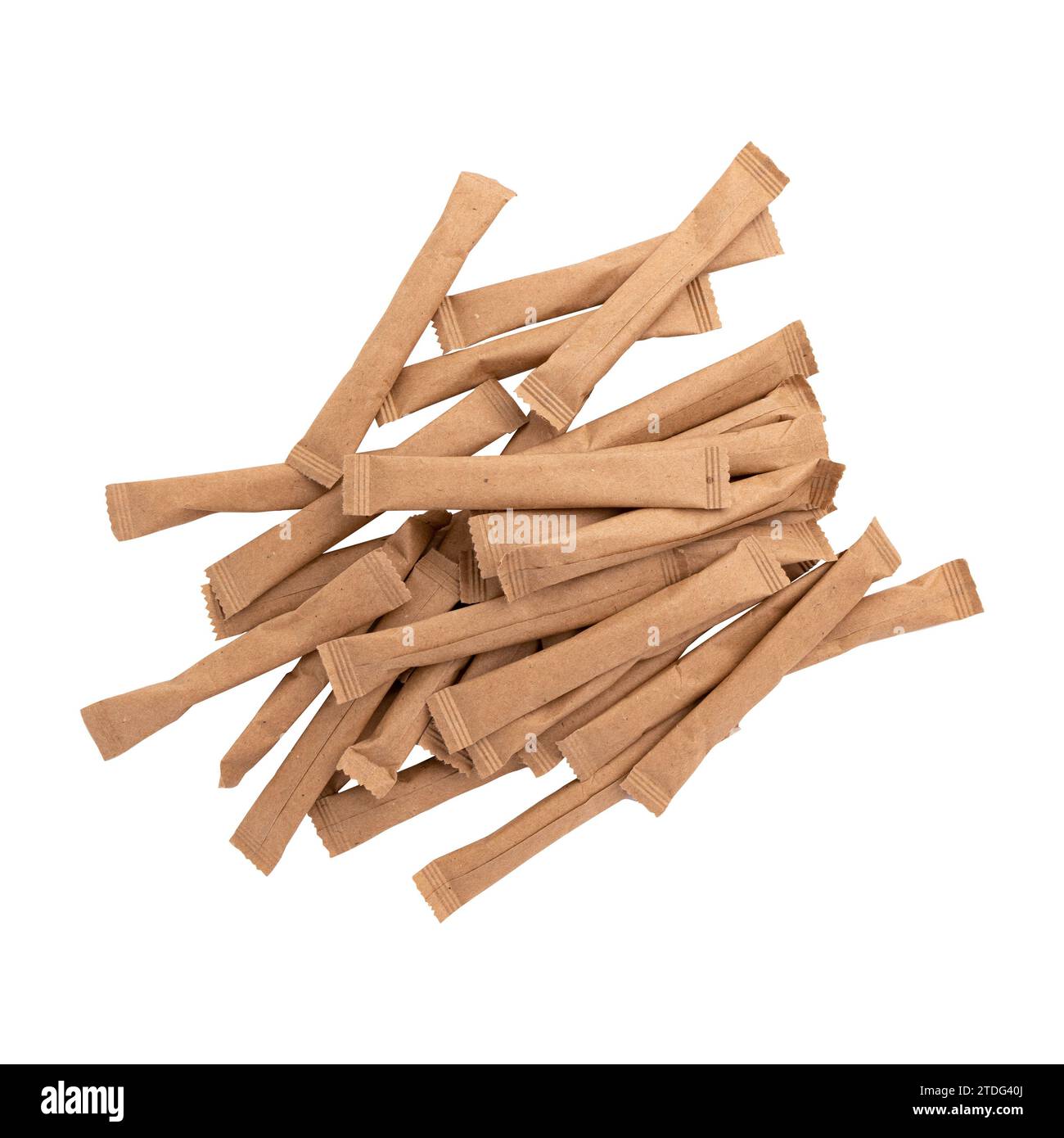 heap of sugar sticks, sugar in paper kraft packaging, mock up for ...