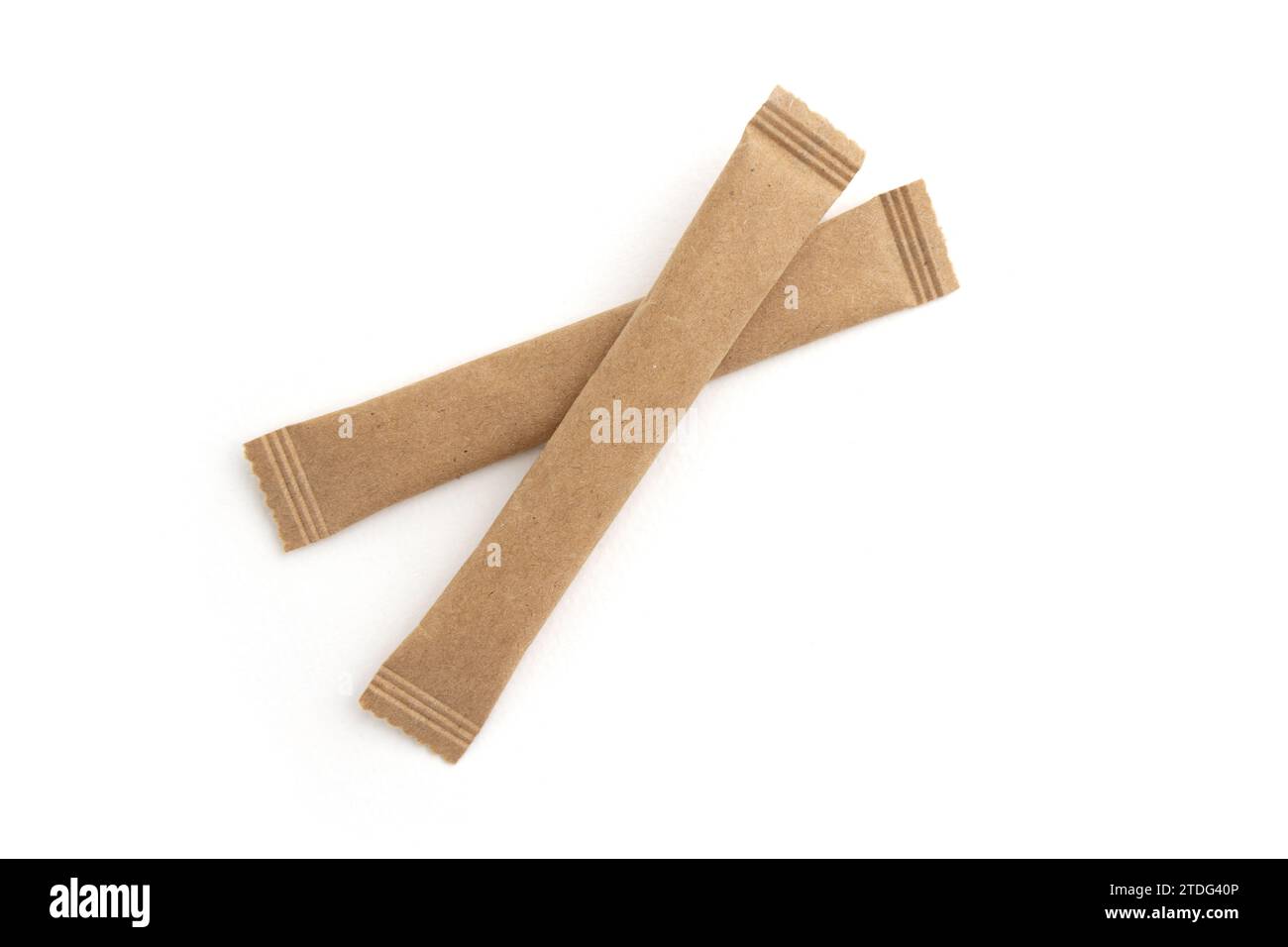 two sugar stick, sugar in paper kraft packaging, mock up for design ...
